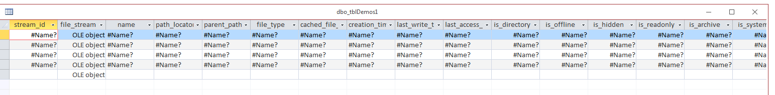Linking a File Table from Microsoft SQL Server to a table within ...