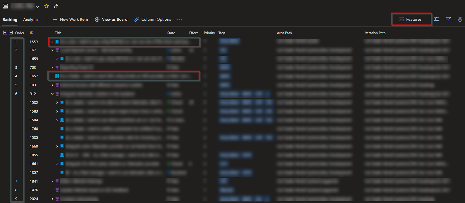 Can I order unparented user stories ahead of features? | Microsoft Community Hub