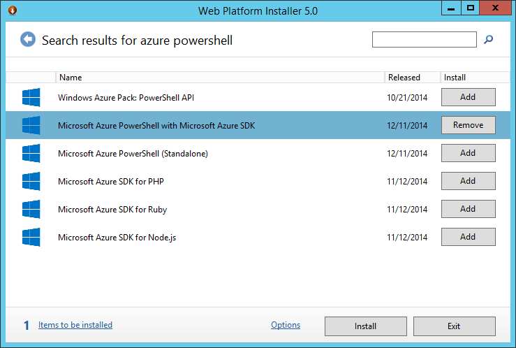 Unable to install "Microsoft Azure PowerShell with Microsoft Azure SDK ...