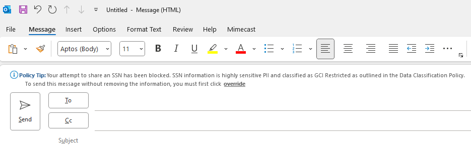 DLP policy tips differ between Outlook desktop and OWA | Microsoft ...