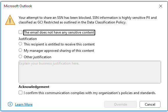 Purview DLP Override Email Notification for Admins | Microsoft ...