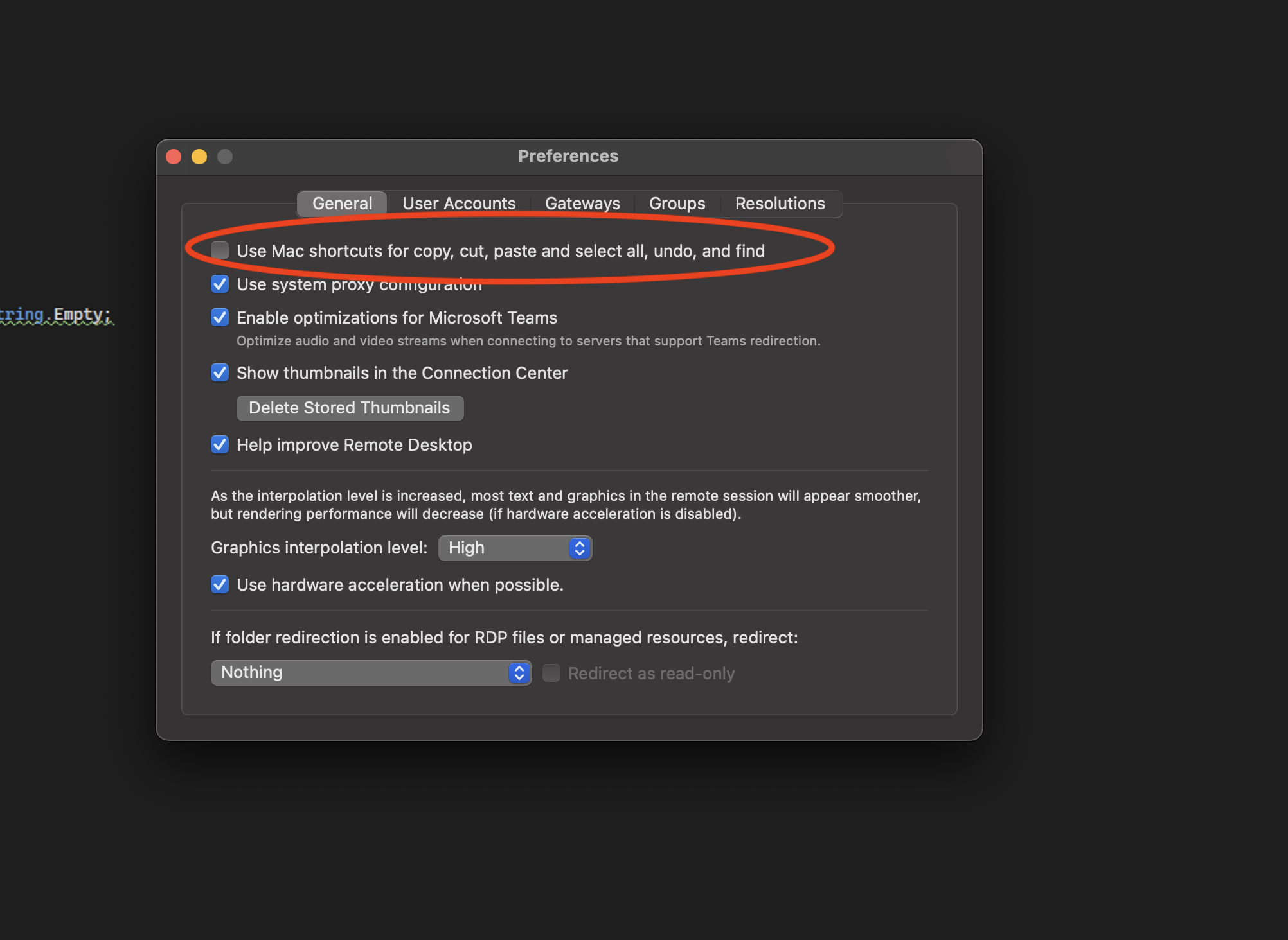 Unselecting "Use Mac shortcuts..." in settings does not work. | Microsoft Community Hub