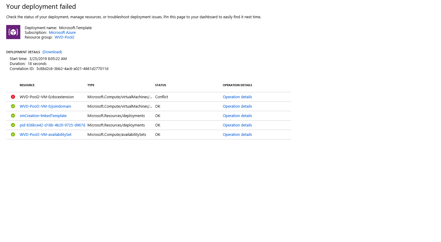 Windows Virtual Desktop Host Pool Deployment Error Microsoft Community Hub