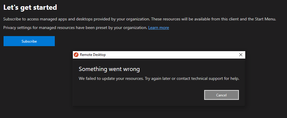 WVD Remote Desktop App Client Problem | Microsoft Community Hub