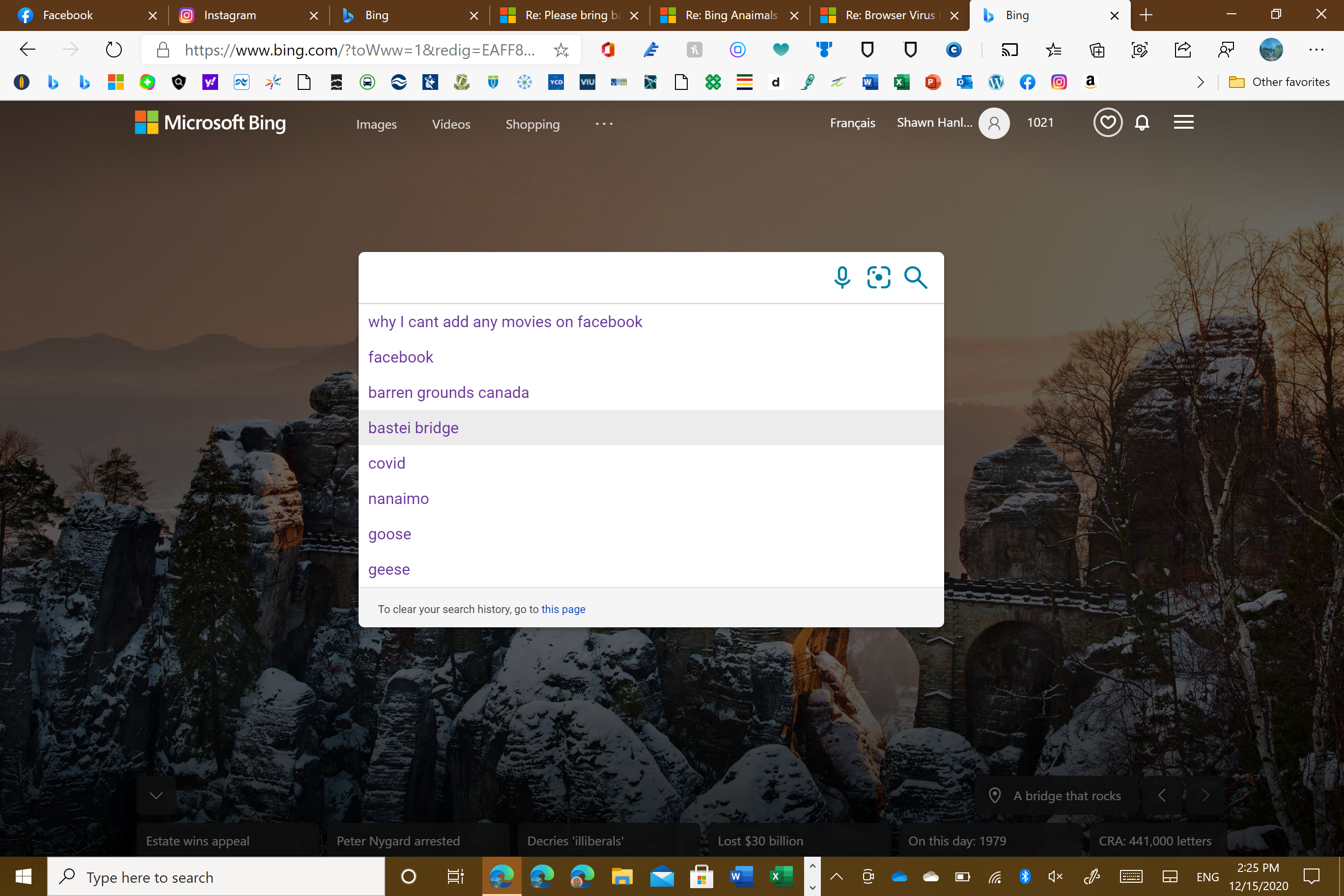 Please bring back the delete history wihtout needing to go to bing.com ...