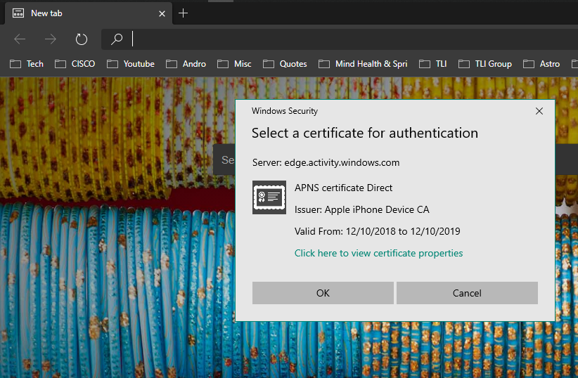 Certificate for authentication error from "edge.activity.windows.com ...