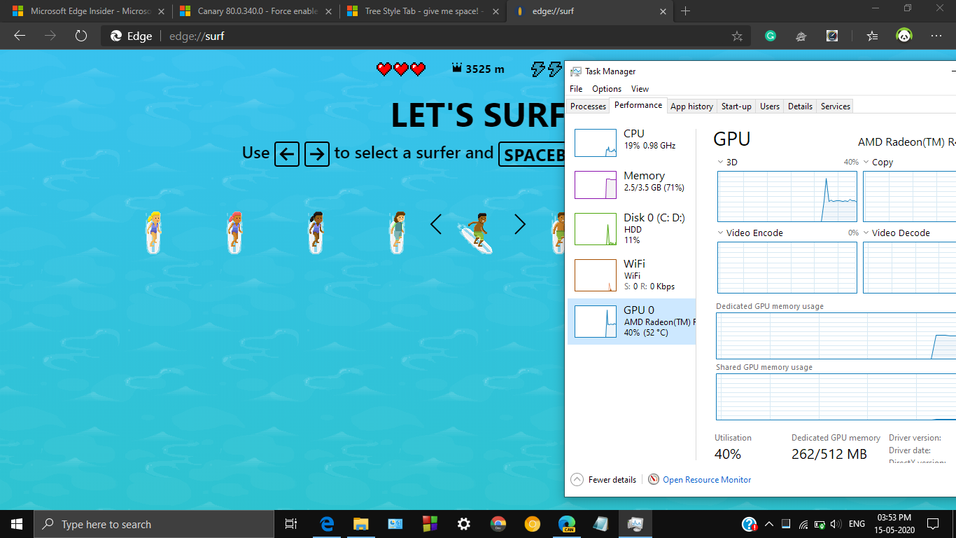 Edge://Surf game consumes lot of GPU resources and drains battery ...