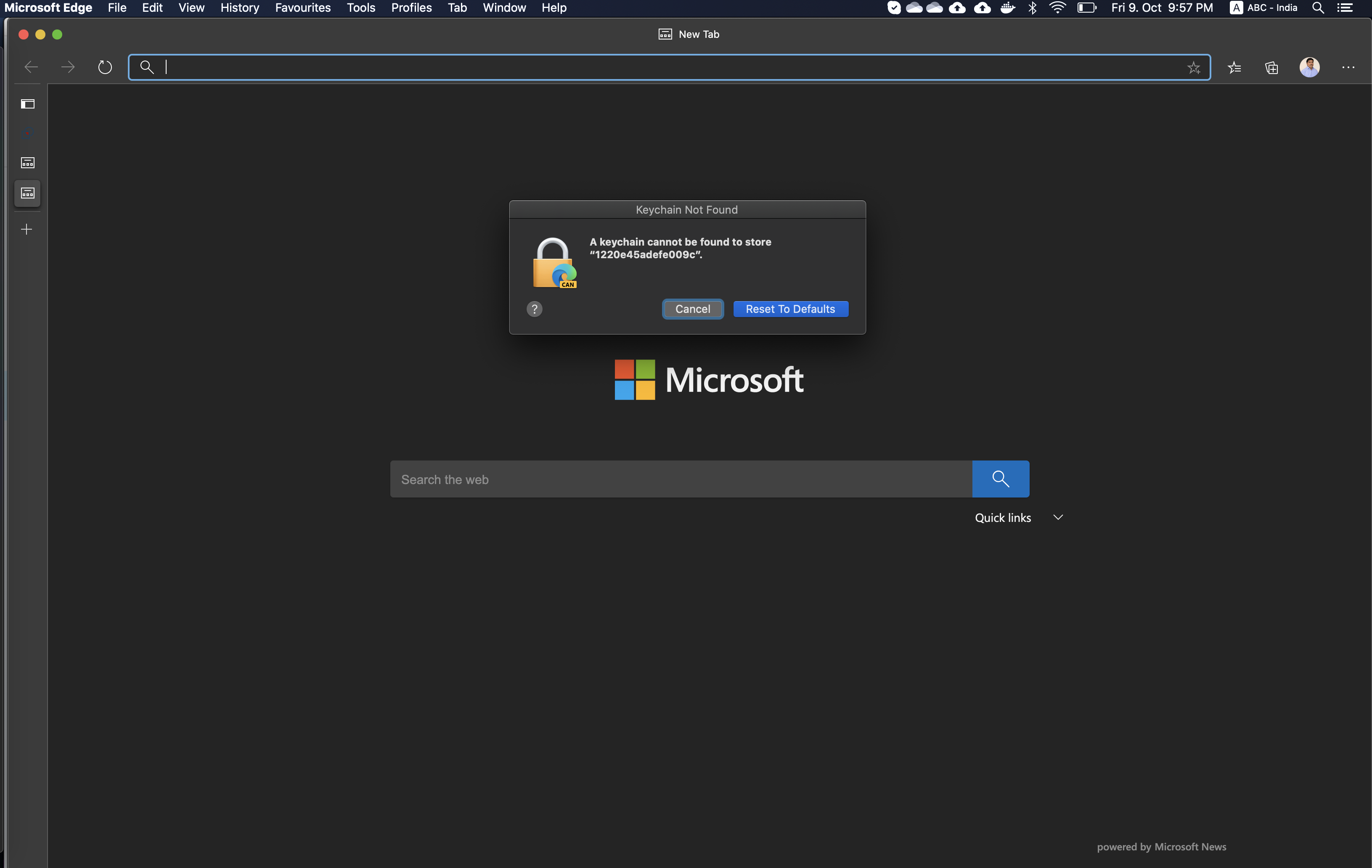A keychain cannot be found to store "Microsoft Edge" | Microsoft ...