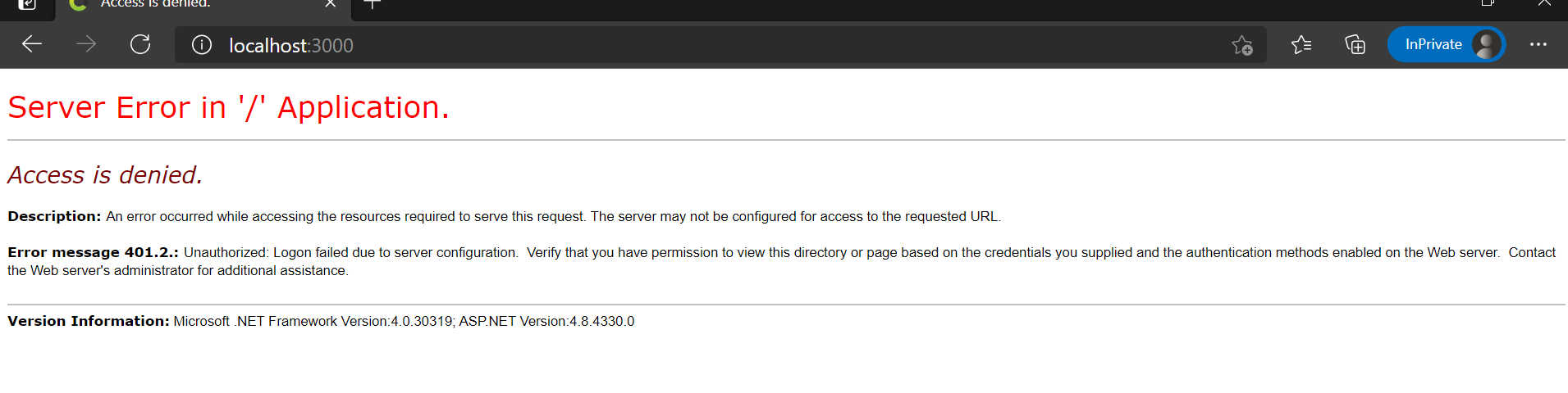 Edge displays windows authentication popup for https localhost ...