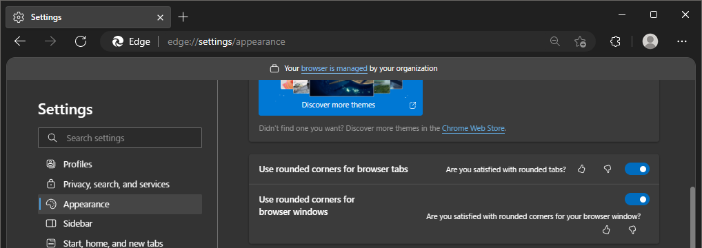 I'm using Edge 113.0.1755.0 canary (64 ) but rounded web contents not ...