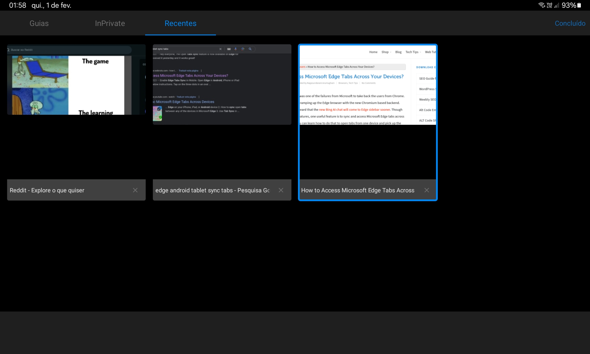 Can't see tabs from other devices on Edge Android on Tablet | Microsoft ...