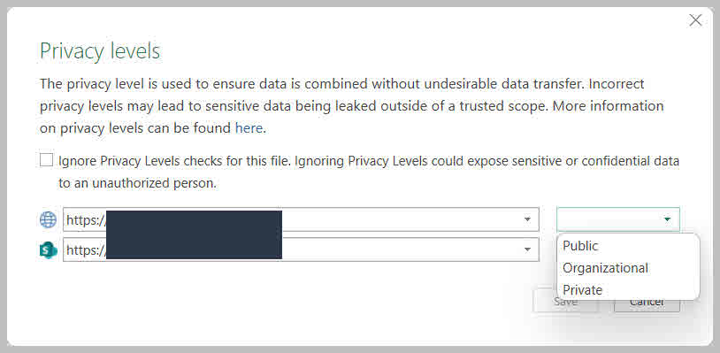 Excel Privacy Level Dialogue Box on data refresh - Making the right selection | Microsoft ...