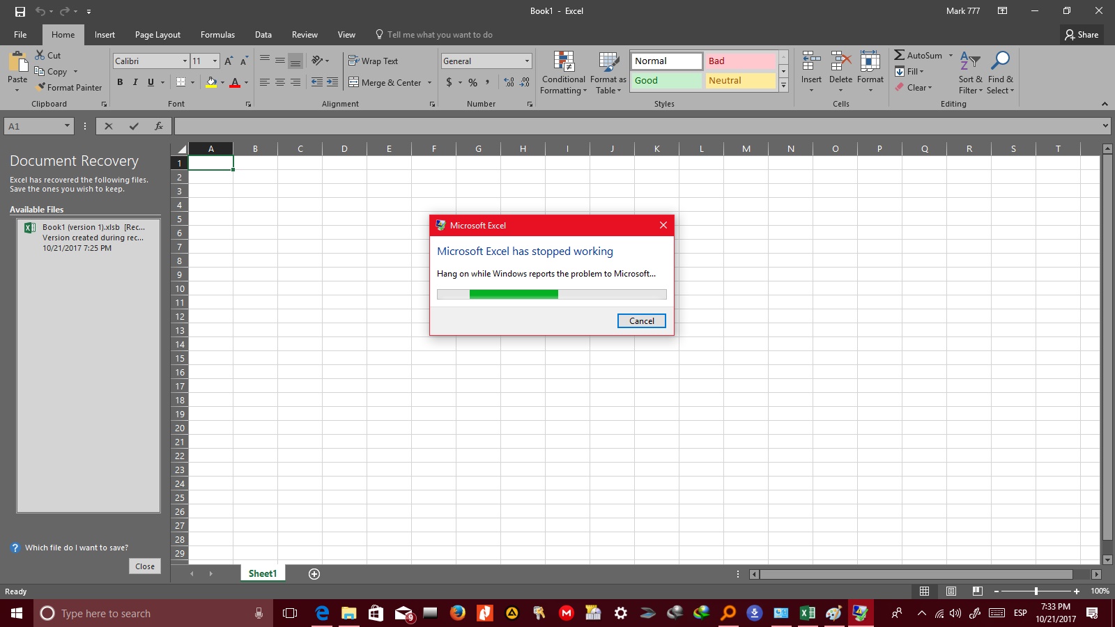 EXCEL 2016 DOES NOT LET ME WRITE NOTHING AND AUTOMATICALLY CLOSES ...