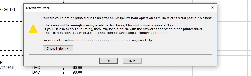 Excel office365 Printing error | Microsoft Community Hub