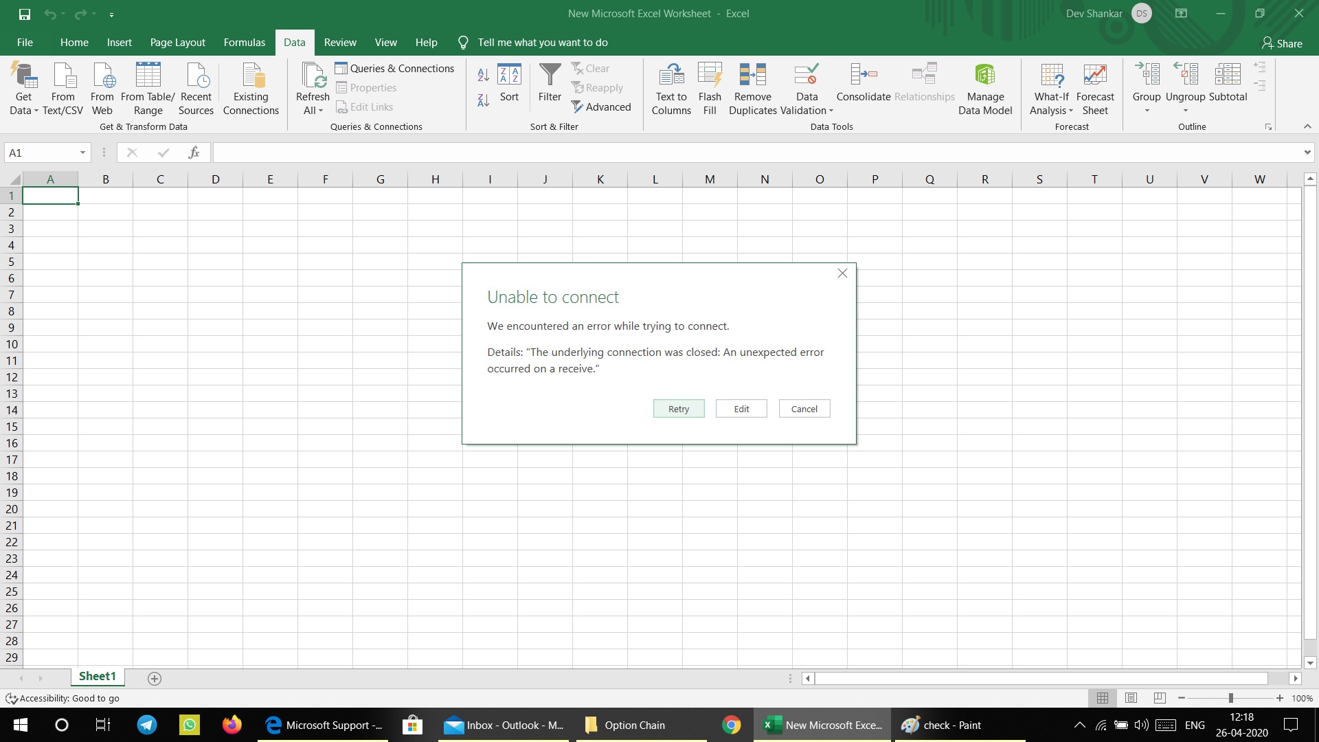Unable to fetch data from web in excel | Microsoft Community Hub