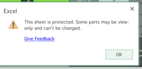 How can I disable the Warning Pop ups on protected cells to make the ...