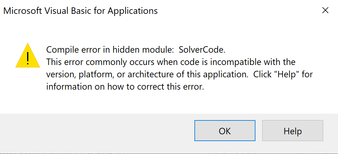 Please Help! Excel Solver Ad-in Error for Excel for Microsoft 365 ...