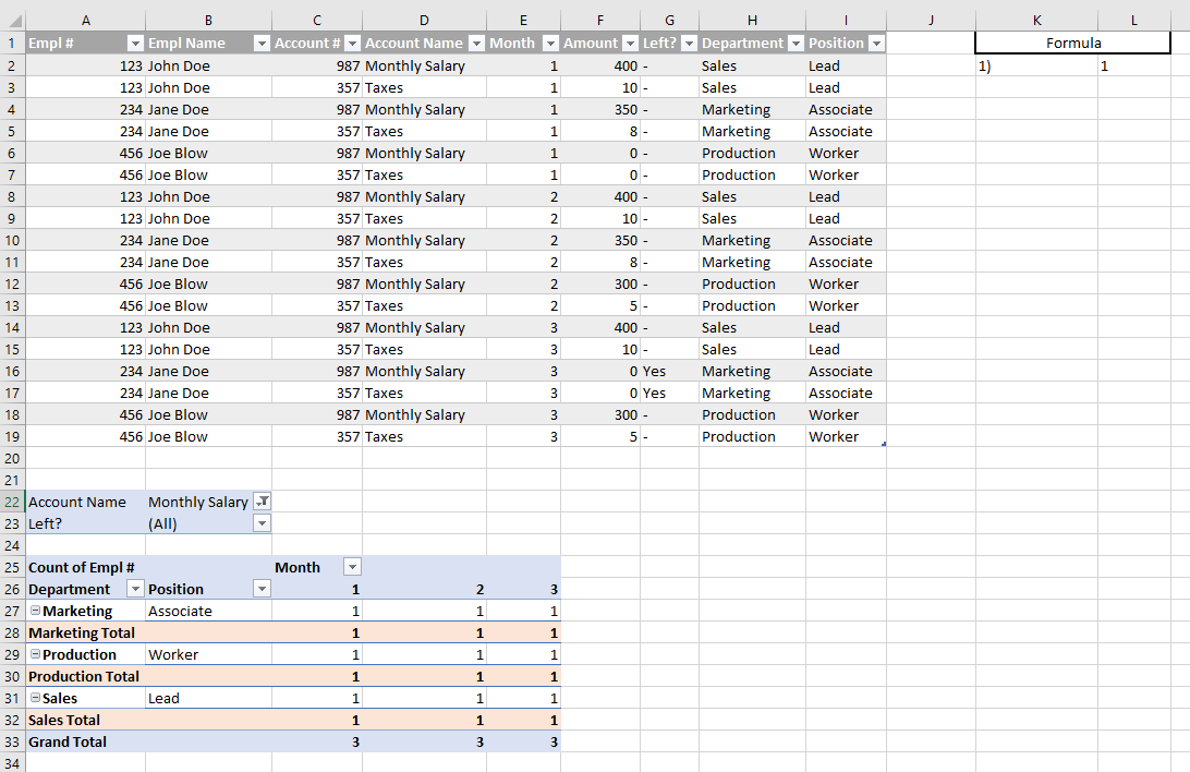 Pivot Table Unique Headcount Counting Issue (Not Able To Get Headcount ...