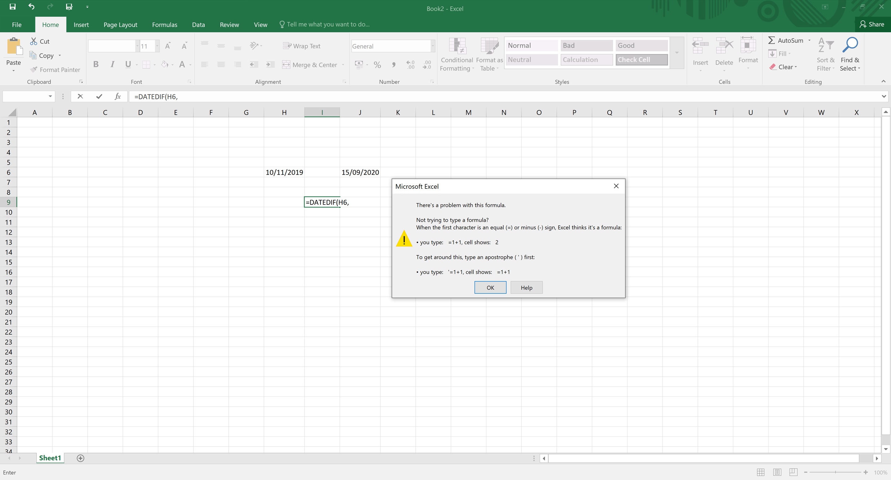 Unexpected error while trying to use DATEDIF | Microsoft Community Hub