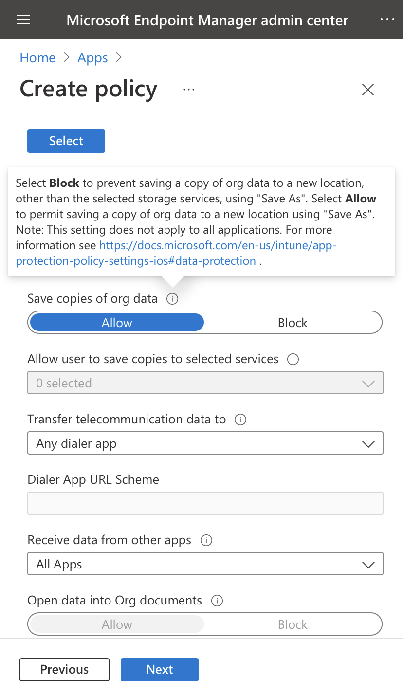 Data Protection policies for web apps | Microsoft Community Hub