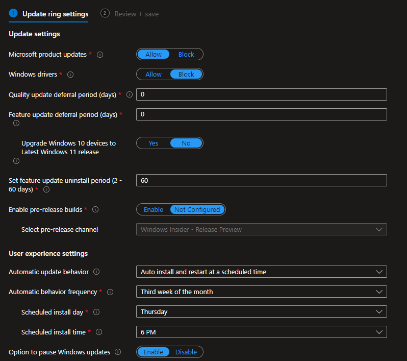 Intune Update Ring settings not working as expected, what am I doing ...