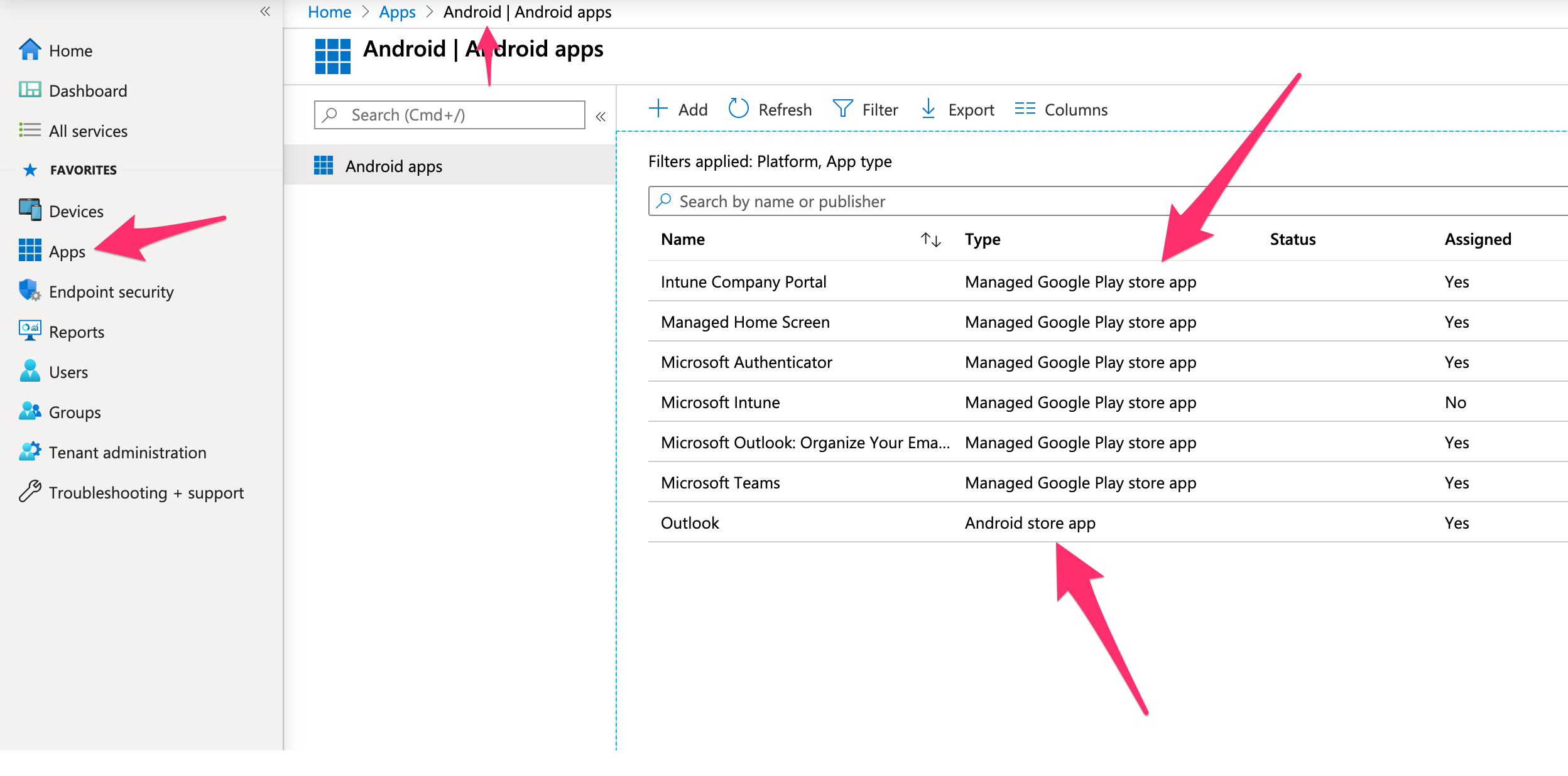 Android App not listing in Company portal app on samsung device ...
