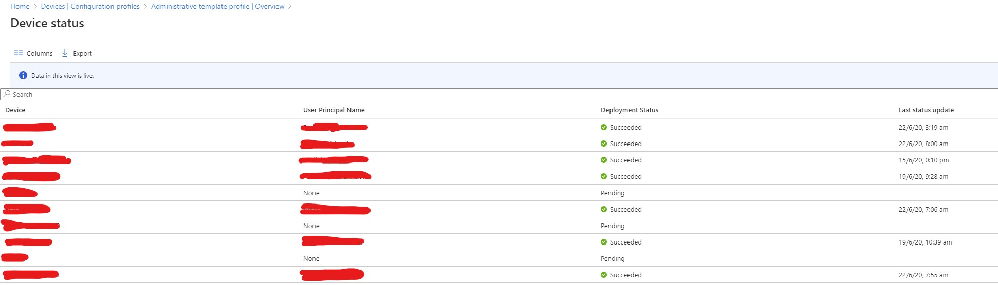 Configuration profile state pending on some devices | Microsoft ...