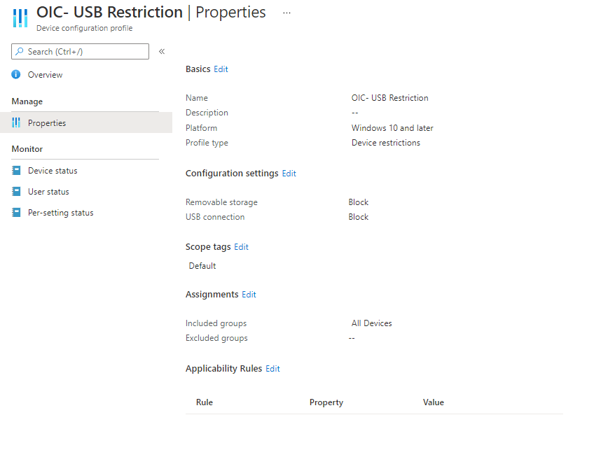 Intune Device restriction (USB Block) Showing not applicable ...