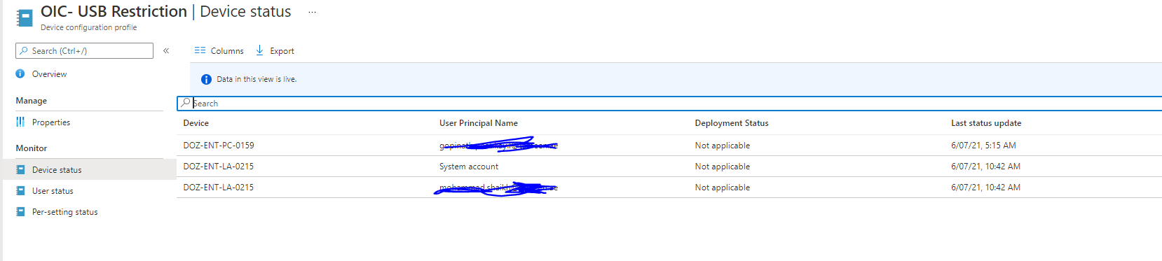 Intune Device restriction (USB Block) Showing not applicable ...