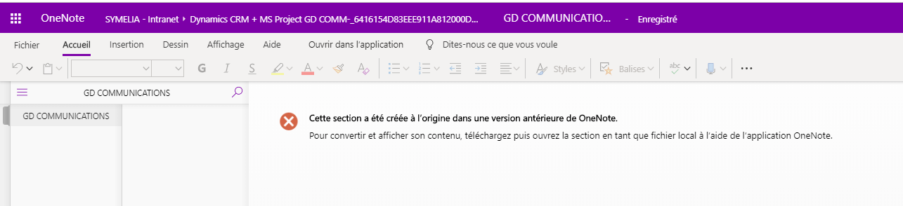 Issue creating a Onenote document with Dynamics 365 UI interface ...