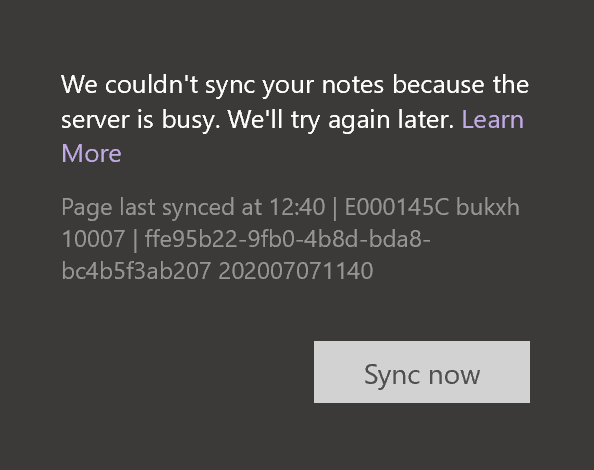 Sync error E000145C bukxh 10007 | Microsoft Community Hub
