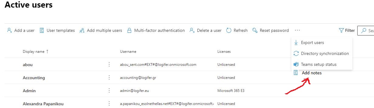 Please give us the option to add notes to user menu in Microsoft 365 ...