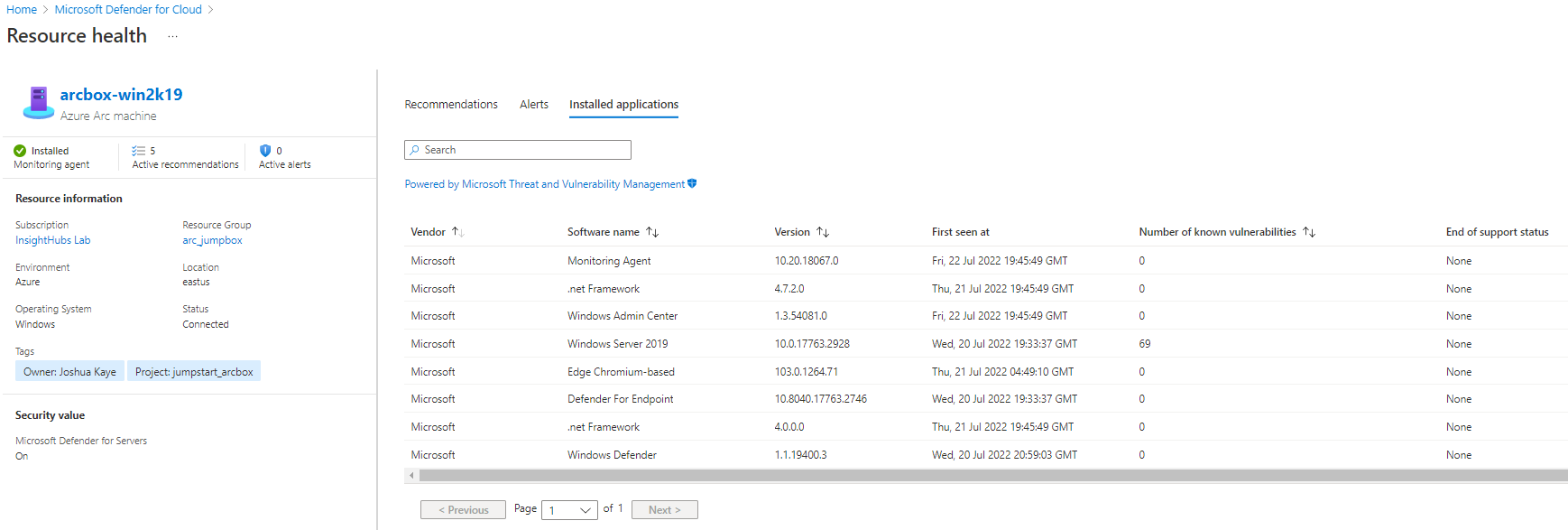 Application Inventory Detail Difference with Azure Arc | Microsoft ...