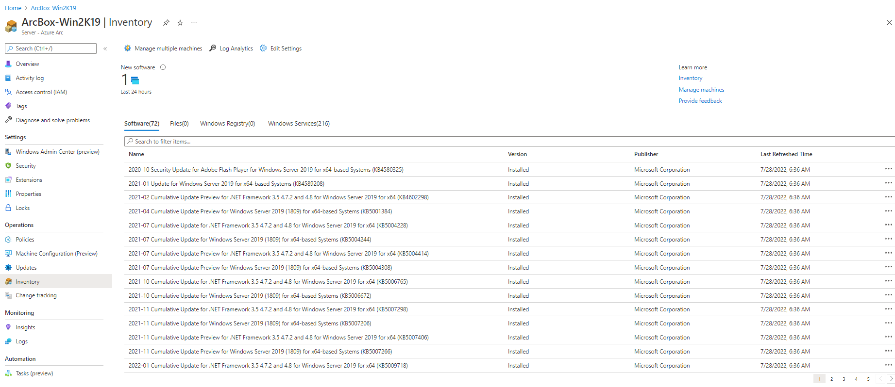 Application Inventory Detail Difference with Azure Arc | Microsoft ...