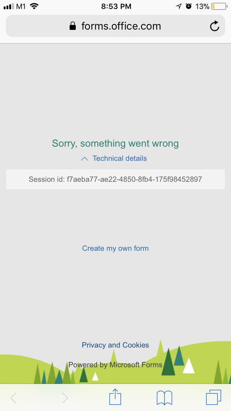 Error for forms | Microsoft Community Hub