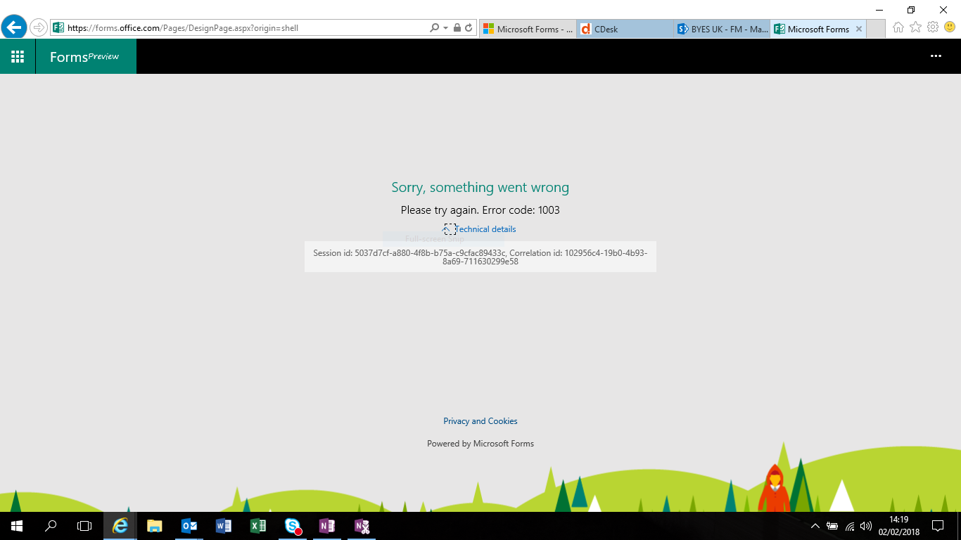 Microsoft Forms - "Something went wrong" Error | Microsoft Community Hub