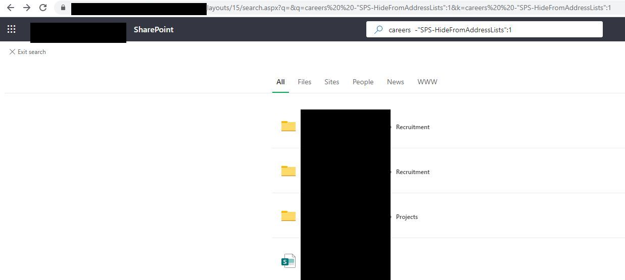 Microsoft Search - does not respect hidden user accounts! | Microsoft Community Hub