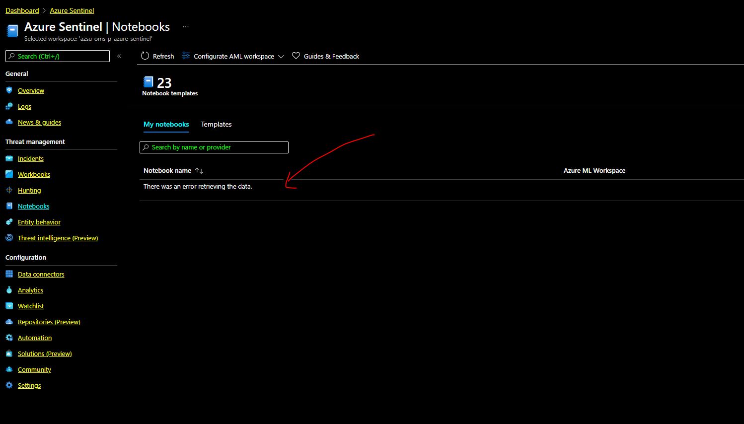Sentinel Notebooks Error | Microsoft Community Hub