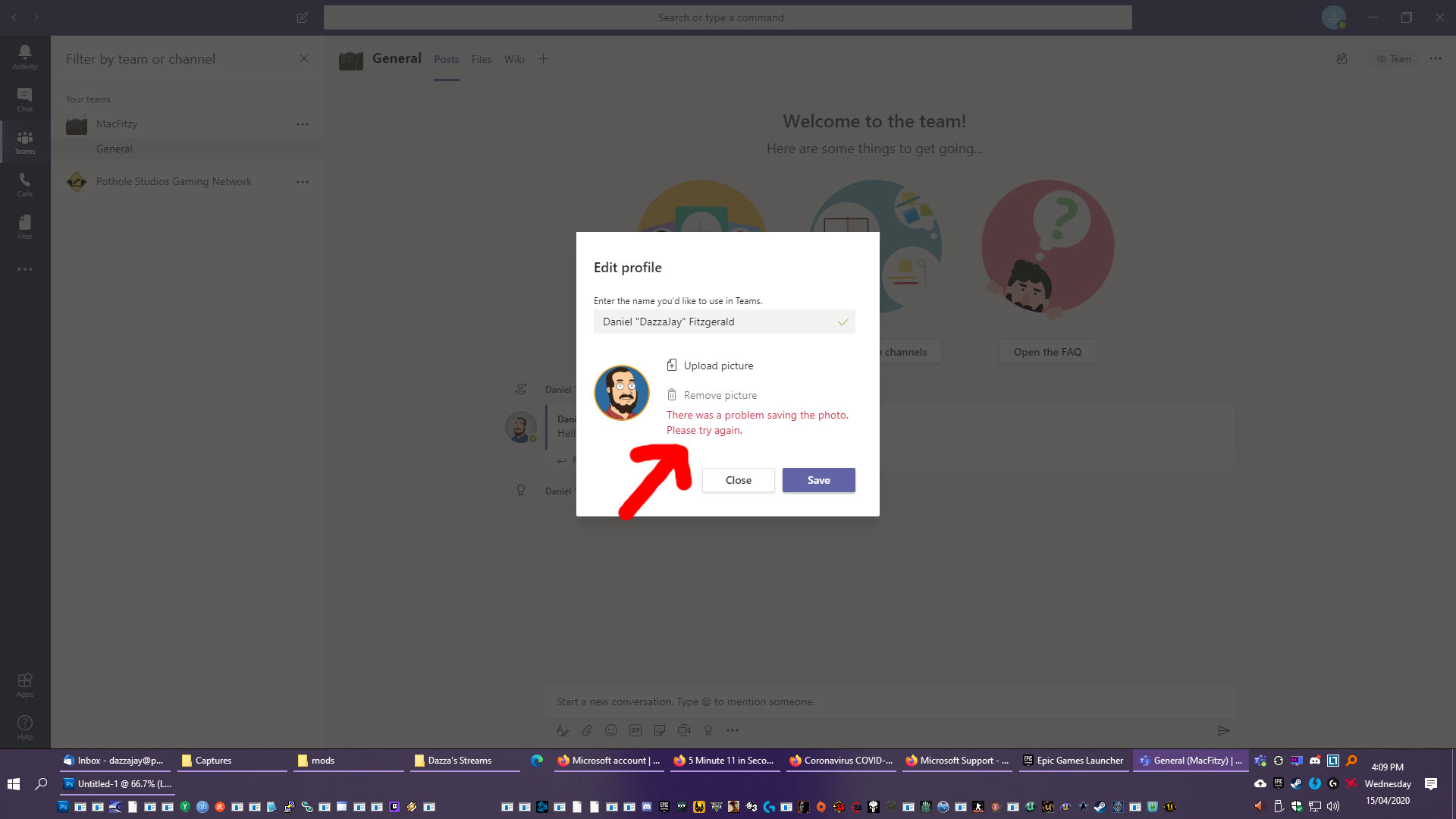 Can't change Microsoft Teams Profile Picture (Receiving Error ...