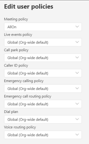 Teams Cloud Administrator unable to edit users 'Calling Policy ...