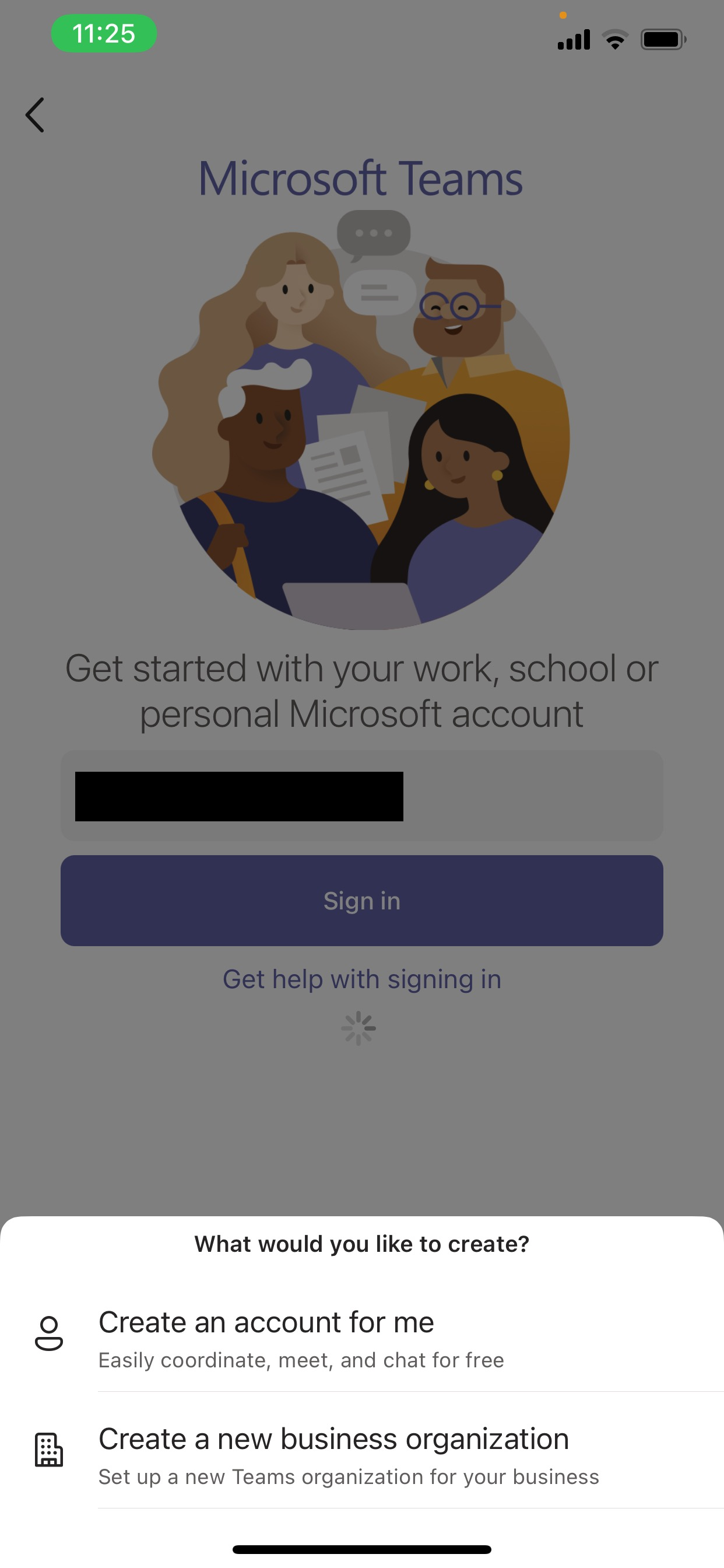 Teams iOS app asks to create an account when one already exists ...