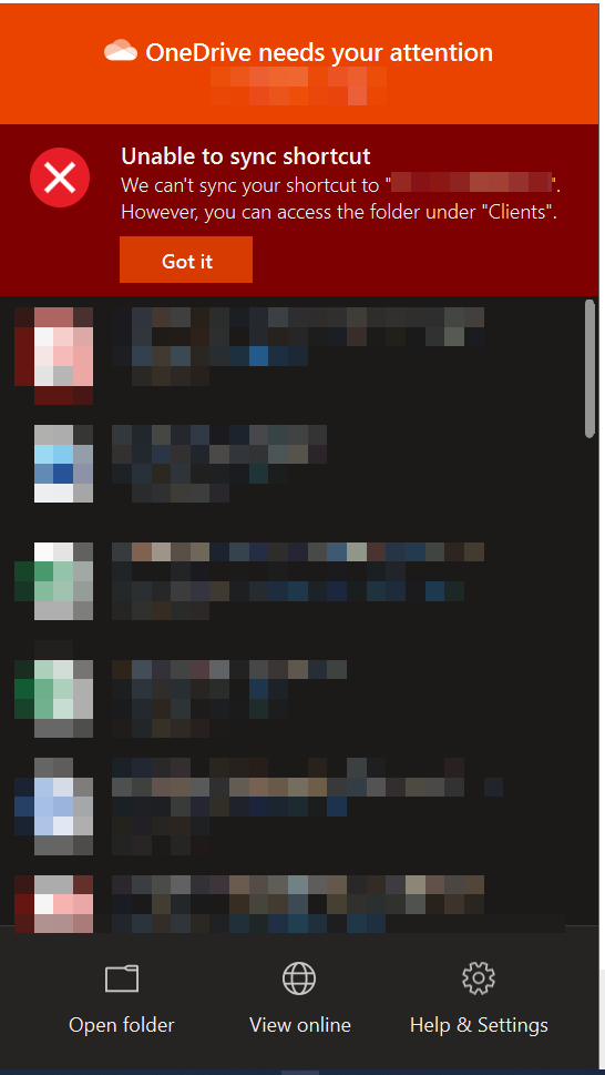 OneDrive Client - Unable to sync shortcut | Microsoft Community Hub