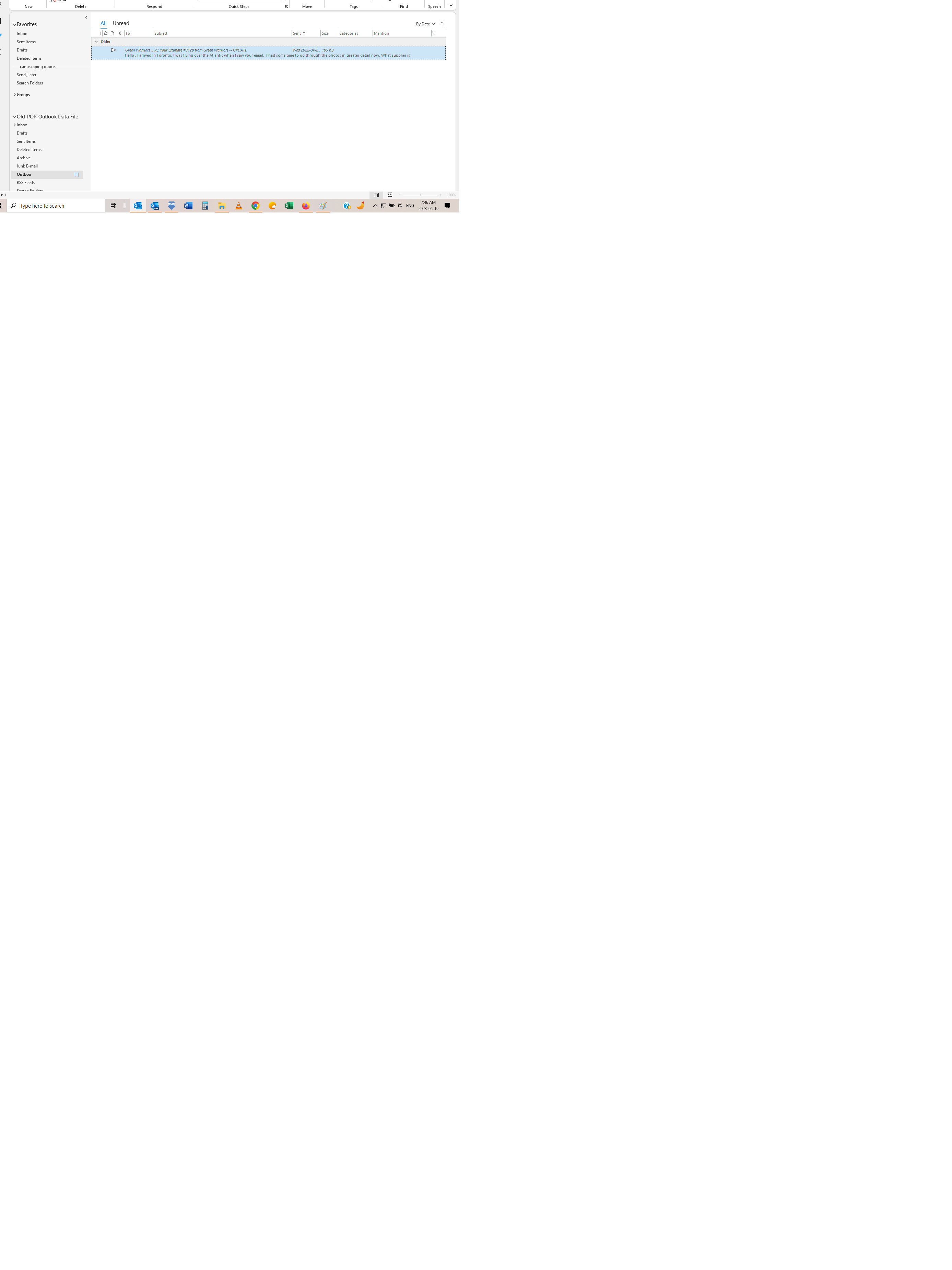 I have a mail stuck in my outbox I can't delete or send or move ...