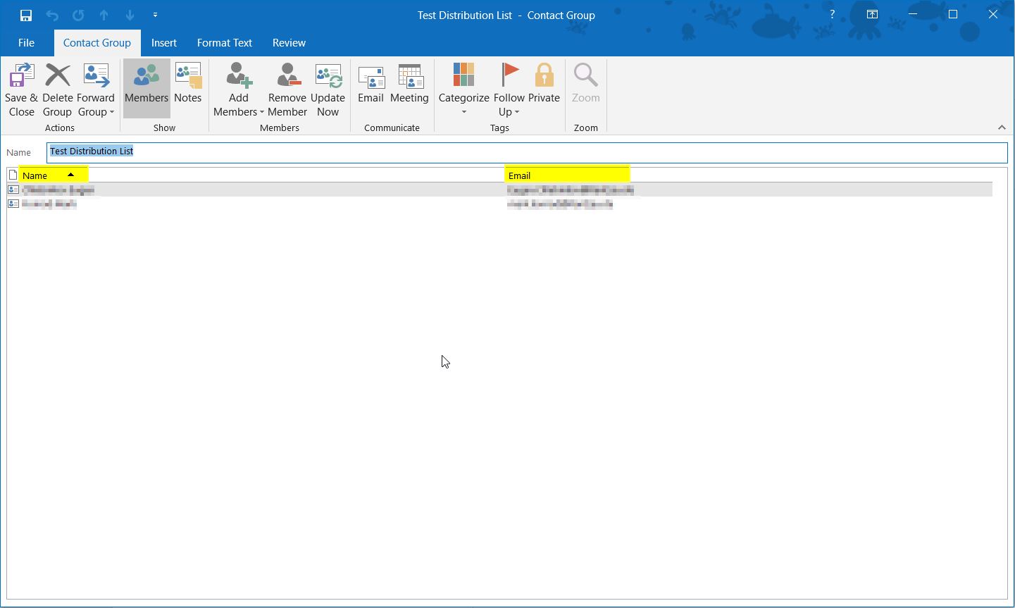 Changing view of distribution list | Microsoft Community Hub