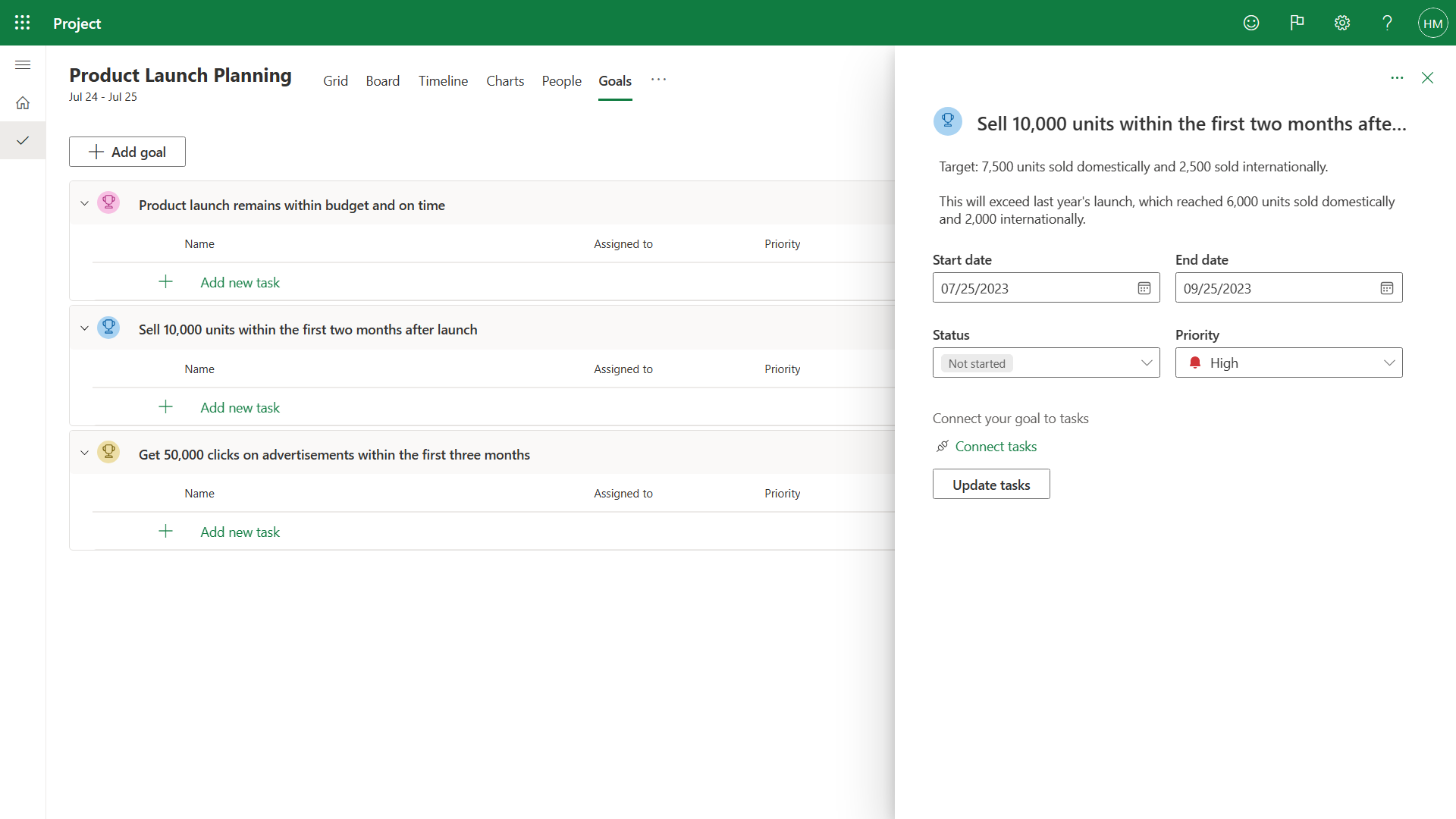 Task history, goal-setting and more in Microsoft Project