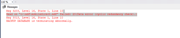 SQL Server Error 823 Data error (cyclic redundancy check | Microsoft ...