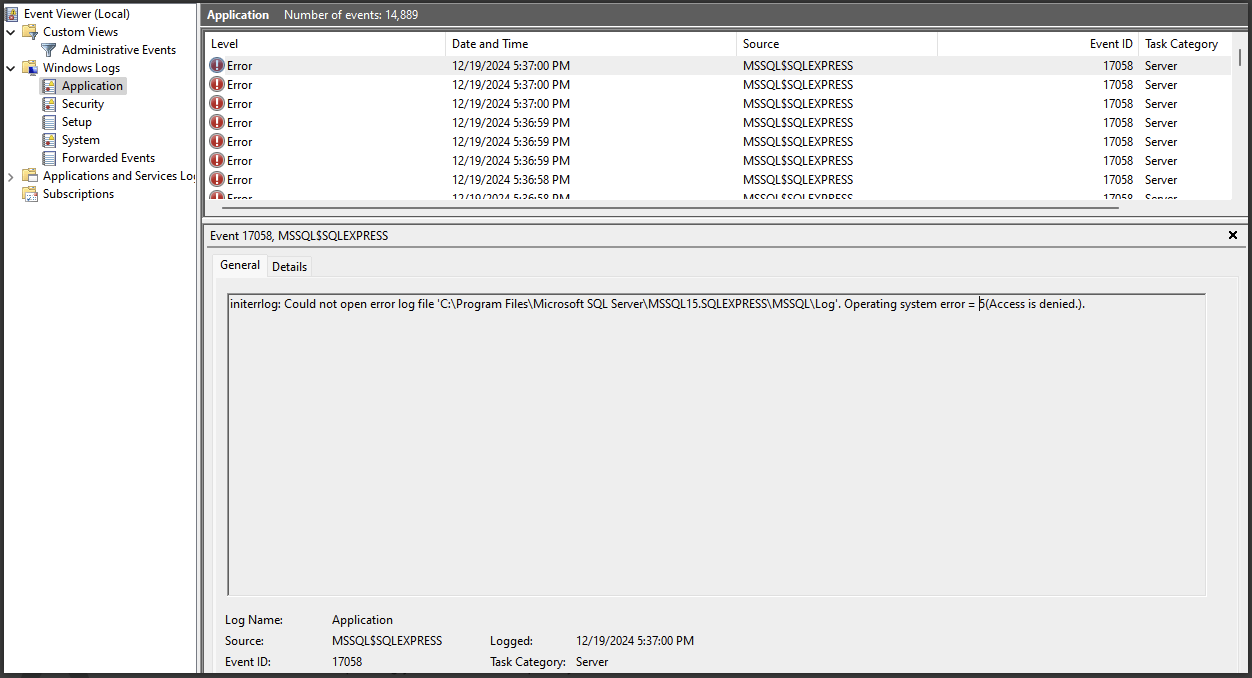Windows could not start the SQL server (SQLEXPRESS) service (macOS ...