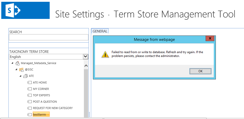 Unable to add new term in the Term Store Management in SharePoint 2013 ...