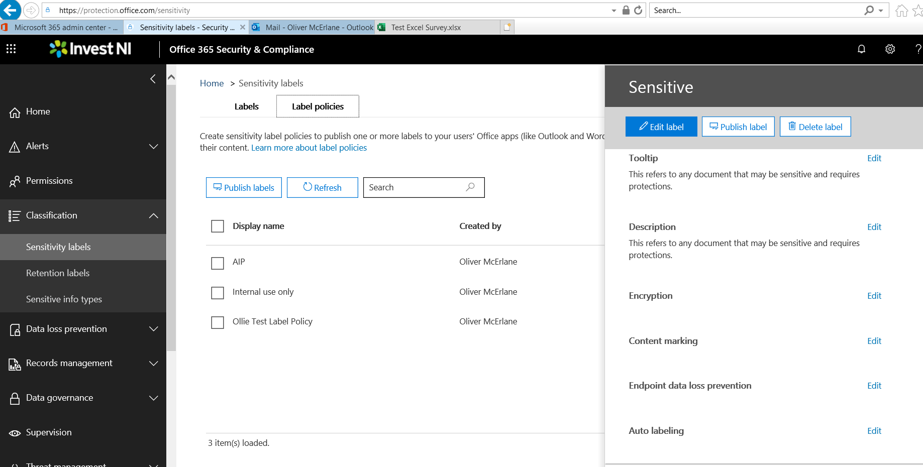 Document labeling option not appearing on documents. | Microsoft ...