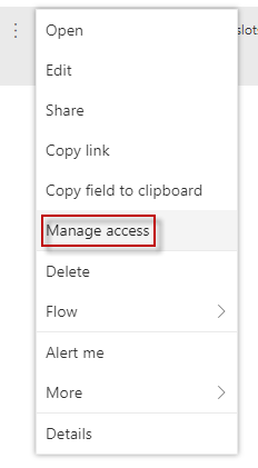 Context menu 'Manage access' is missing for some users | Microsoft ...